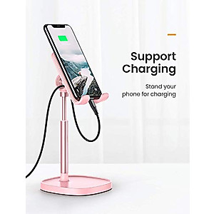 LISEN Pink Kitchen Accessories Kawaii Cell Phone Stand for iPhone & Desk Taller and More Photogenic Than Phone Dock Free Your Neck Height Angle Adjustable iPhone Holder Stand Things