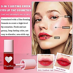 6 Colors Lip Tint Stain Set, Charm Kiss Korean Lip Gloss Plumping Mini Liquid Lipstick, Multi-use Lip and Cheek Tint, Long lasting Non-Stick Cup Waterproof, High Pigment, Vivid Color, Lip Tint Makeup