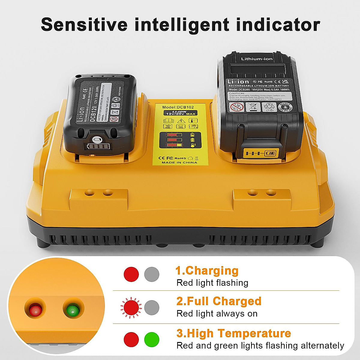 Lenoya Upgraded 20v 2Packs Replacement for Dewalt 20V Max Battery 7000mAh and DCB102 Charger Comaptible with Dewalt DCD DCF DCG Series Cordless Power Tools and 12V/20V Battery Charger Orange