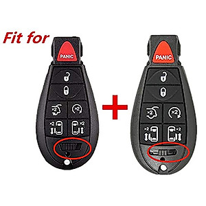 KAWIHEN Leather Key Fob Cover Replacement for Chrysler 300 T&C Dodge Challenger Charger Durango Grand Caravan Journey Ram 1500-4500 Magnum Grand Cherokee Commander M3N5WY783X 2701A-C01C IYZ-C01
