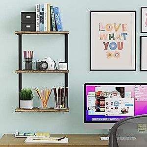 Wallniture Tivoli 17" Floating Shelves Wall Mounted, 3 Tier Shelf for Living Room Decor, Wall Bookshelf, Rustic Wood Wall Shelves for Bedroom, Bathroom Storage Shelves, Kitchen Wall Shelf, Burnt