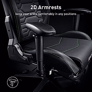 AutoFull C3 Gaming Chair Ergonomic Office Chair with 3D Bionic Lumbar Support Racing Style PU Leather Computer PC Chair for Adults with Footrest,Black