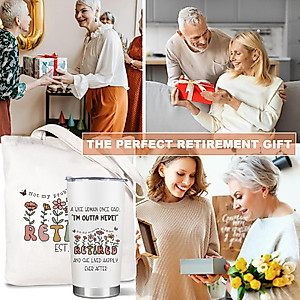 ARTINAEL Retirement Gifts for Women 2024 - Best Retirement Gifts with Humorous Happy Retired Quotes for Female- Funny Retirement Gift for Woman, White Coffee Tumbler & Bag Classy Gifts Set
