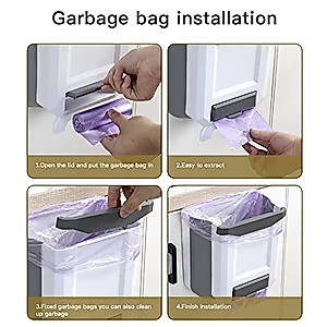 WDPUCHU Hanging Kitchen Trash Can, Foldable Waste Bin for Kitchen, Collapsible Hang Small Plastic Garbage Can 2.4 Gallon for Cabinet/Car/Bedroom/Bathroom (White)