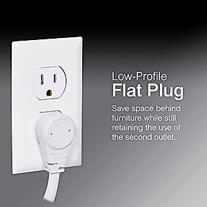 GE Pro 7-Outlet Surge Protector, 3ft. Power Cord, Twist-to-Lock Safety Covers, White, 34768