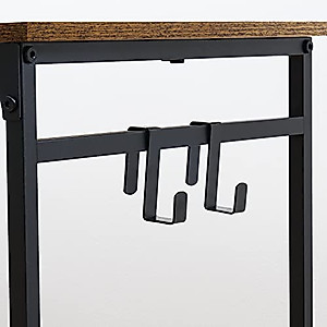 TEAMIX Small Desk 32inch Study Writing Home Office Desk Vanity Table Mini Laptop Desk with Hooks 3D Printer Stand Kitchen Shelf(Brown, 32x16x30 inch)…