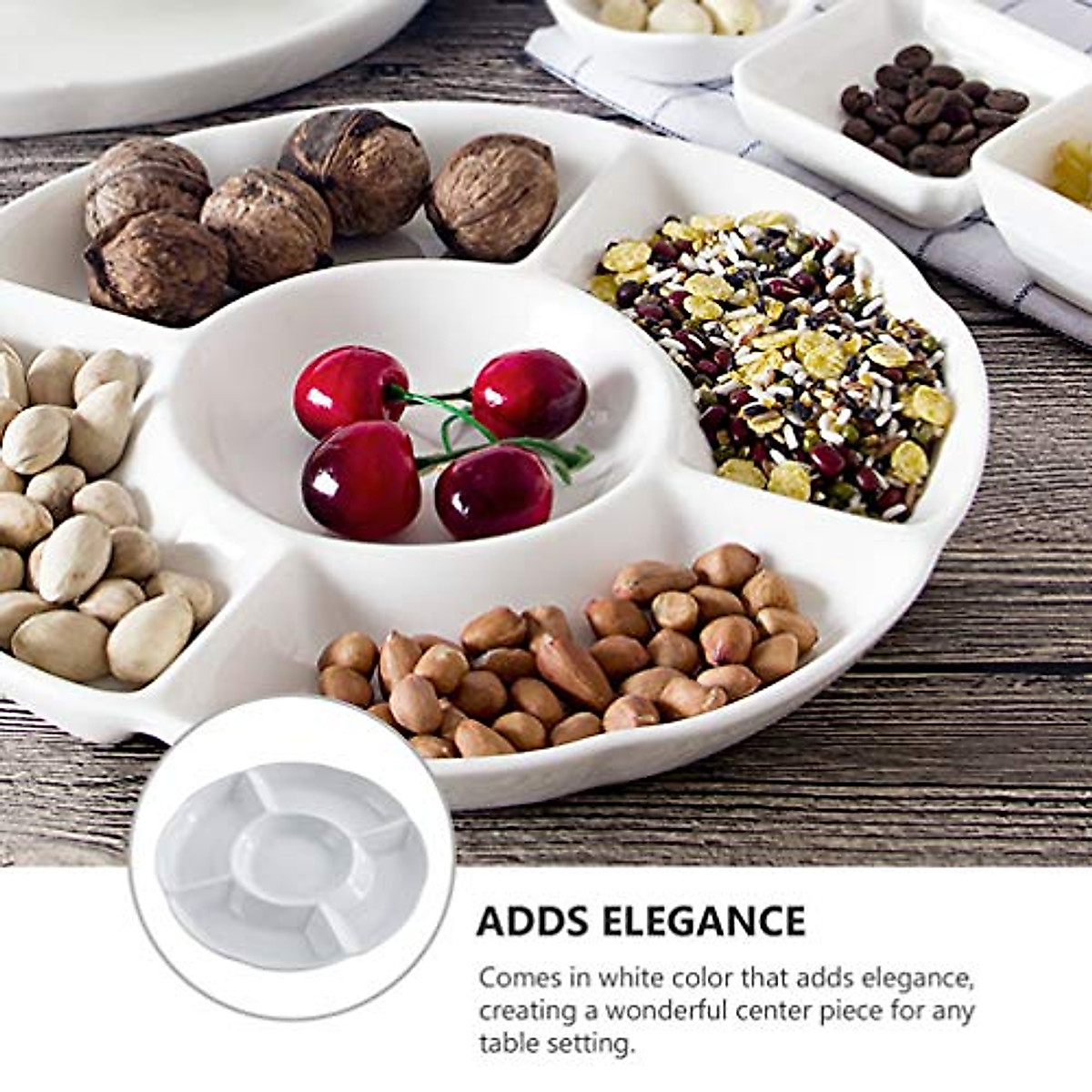 Hemoton Serving Dishes Platter Chip Dip Serving Tray Divided Serving Platter Relish Tray Appetizer Plate Melamine Tableware for Veggies Candy Fruit Snack Chip Desert Bowl Serving Bowls