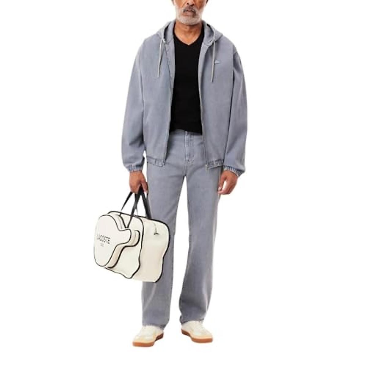 Lacoste Men's Short Sleeve V-Neck Pima Cotton Jersey T-Shirt, Black, Medium