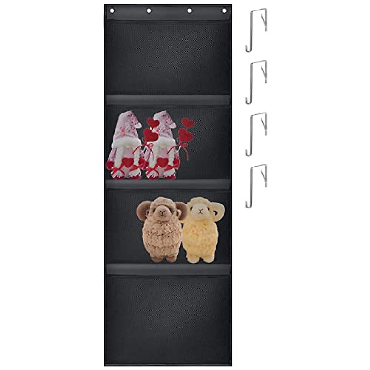 YUAB Stuffed Animal Storage - Large Capacity Hanging Storage Organizer with Visible Mesh Pockets - Behind Door Storage Organizer for Plush Toys and Baby Supplies