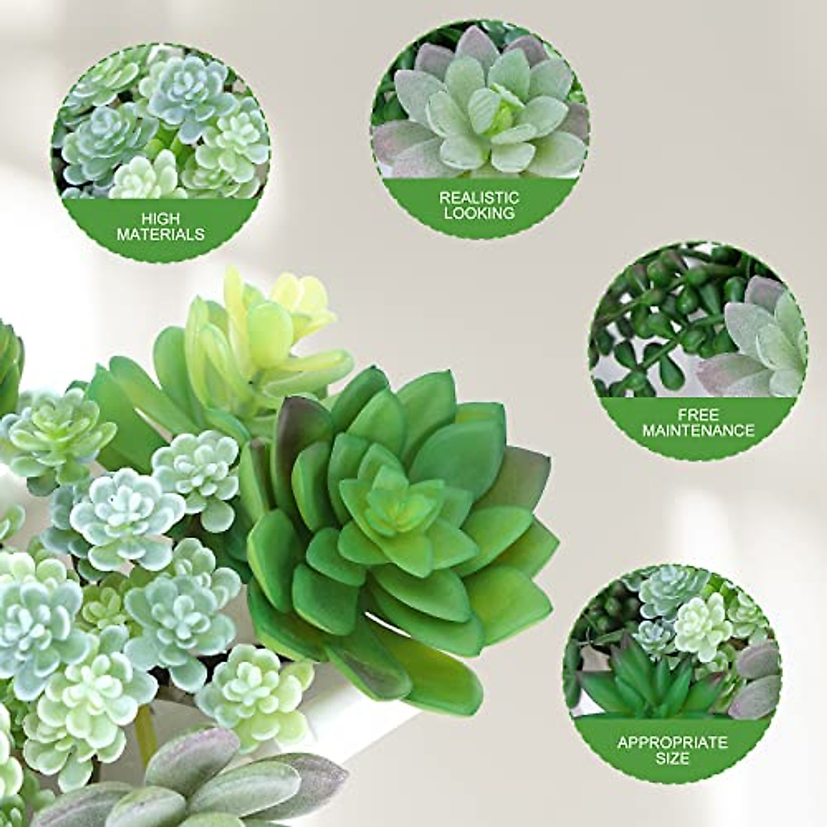 CEWOR 10pcs Artificial Succulent Plants Faux Succulents Unpotted Fake Succulent Plants Premium Crafting DIY Floral Decor for Home Garden Office Party