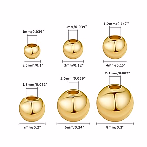 JinCraft 40pcs 8mm 14K Gold Plated Beads, Long-Lasting Round Smooth Spacer Beads, Seamless Spacer Ball Beads Gold Beads for Necklace, Bracelet, Earring,Jewelry Making,Tarnish Resistant.
