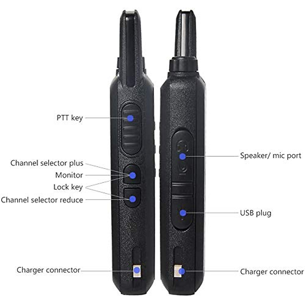 Zastone X6 Rechargeable Long Range Two-Way Radios with Earpiece 2 Pack 3W 16-Channel UHF Walkie Talkies