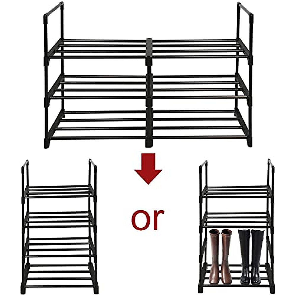Tianle 8 Tier Tall Shoe Rack for Closet Entryway, Metal Sturdy Shoe Shelf Storage Organizer, Vertical Small Space Large Capacity for 16 Pairs of Shoes (8 Tier)