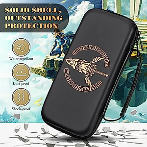 MoKo Carrying Case for Nintendo Switch OLED/Nintendo Switch, Hard Shell Travel Carry Case w/10 Games Slots, Zelda Switch Case for Zelda Tears of the Kingdom & Nintendo Switch Accessories, Black Golden