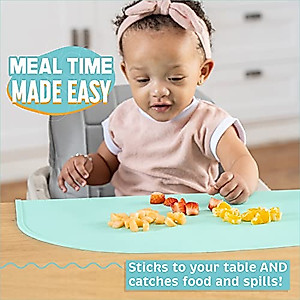 UpwardBaby Silicone Placemats for Toddlers- Suction Baby Placemat for Restaurants & Home with Food Catching Pockets-Kids Placemat for Dining Table-Washable Wipeable Nonslip BPA-Free Placemats for Kids
