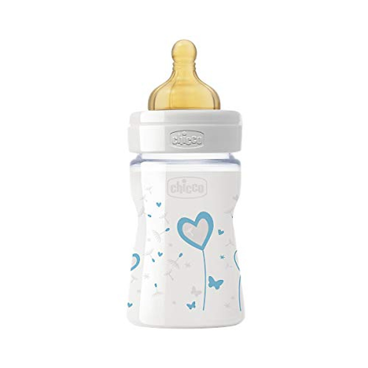 Chicco Feeding Bottle Well-Being 150ml Glass Decorated and Rubber Boy 0M +