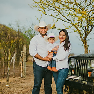 White Cowgirl Hat with Bandana,70s 80s Cowgirl Costume, Felt Cowboy Hats for Women Men Halloween Bachelorette Party (Hat-Star)