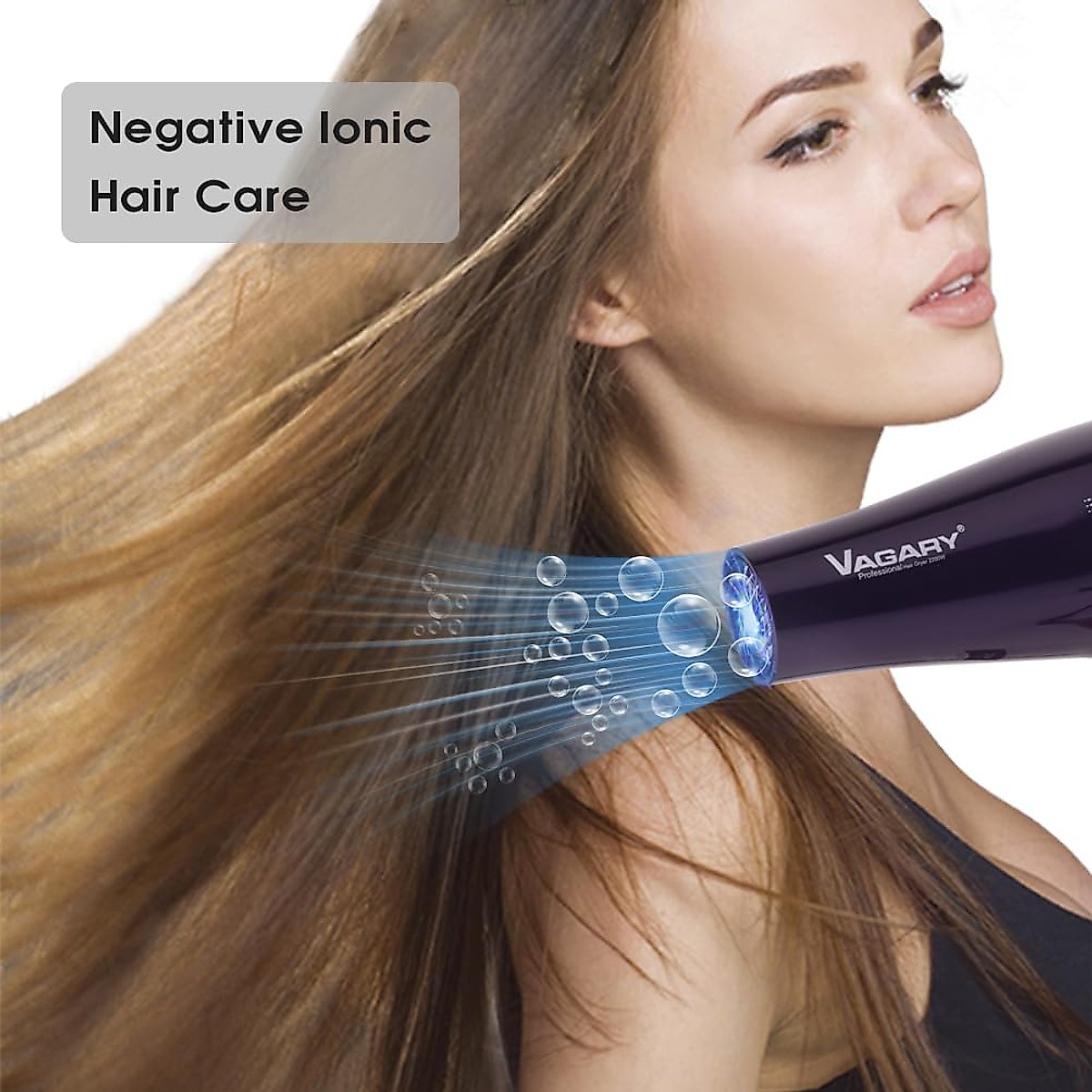 VAGARY 6690A Salon Pro Hair Dryer for Women,2200w Powerful AC Motor Fast Drying, Ionic Blow Dryer for Thick Hair,2 Speeds and 2 Heat Settings 1 Cool Shot Button(1 Diffuser and 1Concentrator)