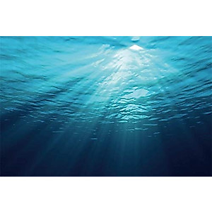 Laeacco Under The Sea Backdrop 10x7ft Deep Blue Light Ray Underwater Photography Background Nature Ocean Theme Newborn Baby Birthday Party Children Adults Portrait Photo Studio Video Props Wallpaper