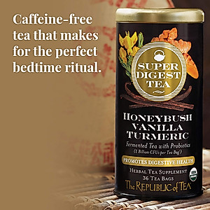 The Republic of Tea Organic Honeybush Vanilla Turmeric SuperDigest Tea® | Probiotic Tea Bag (36 count)