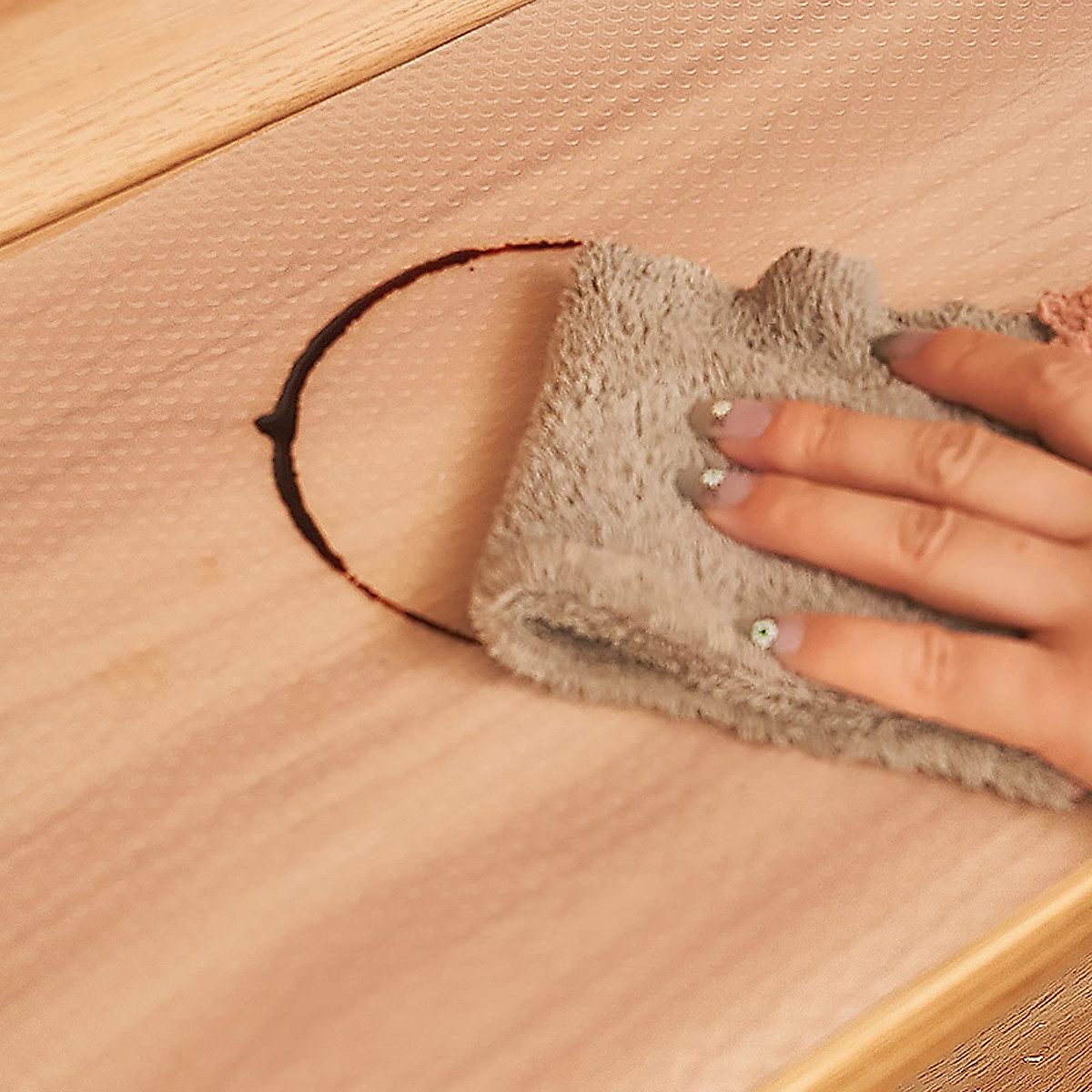 4 Rolls Non Adhesive Shelf Liners for Kitchen Cabinets, Waterproof Drawer Liners for Kitchen, Non-Slip Cabinet Liner for Kitchen Cabinet, Shelves, Desks, 17.7 Inch X 5 FT