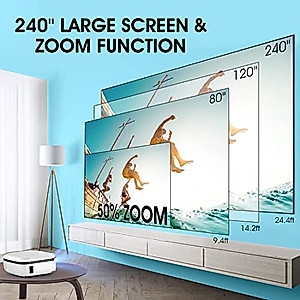 DBPOWER 8500L Mini WiFi Projector, WiFi Projector 1080P Supported Outdoor Projector, Portable Mini Projector with Carrying Bag Video Projector Compatible w/TV Stick/Phone/Laptop/PC/PS4