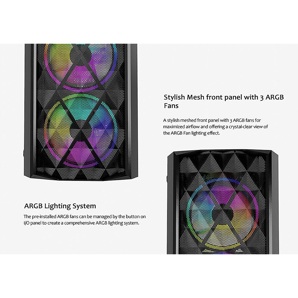 Raidmax p8 Series ATX Desktop Gaming Computer Case USB 3.0 Tempered Glass Window with 120mm ARGB LED Fans (p805) (p815)