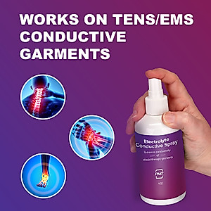 Electrolyte Conductive Spray by PMT. Electrotherapy Conductive Spray for use with Conductive TENS/EMS Garments… (4oz Menthol-Free)