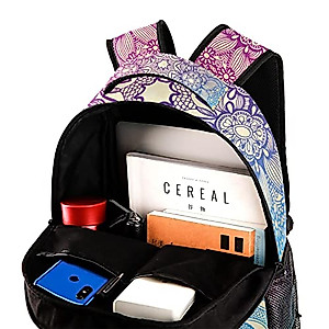 VBFOFBV Lightweight Casual Laptop Backpack for Men and Women, Purple Blue Ethnic Mandala Retro