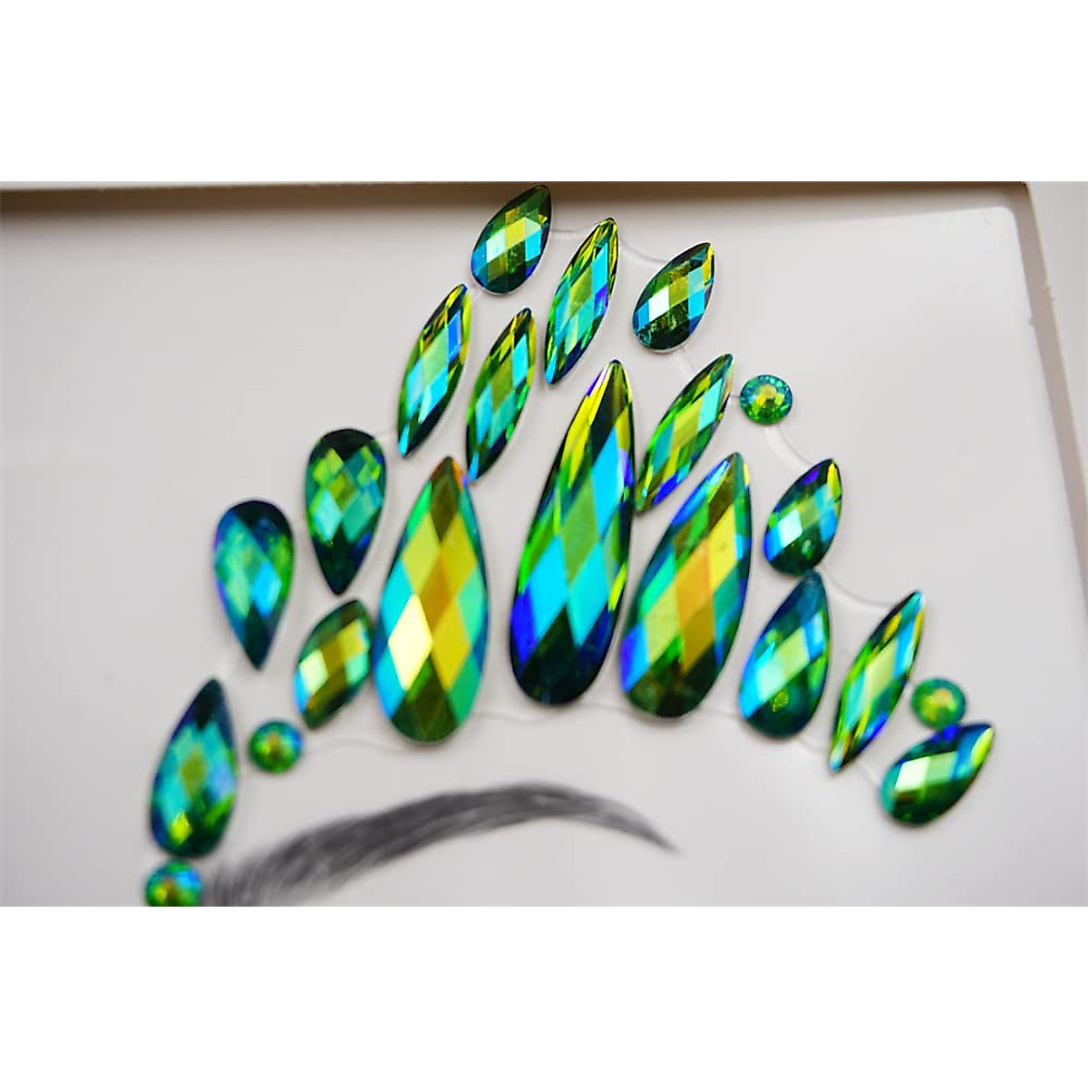 green face gems rave accessories face jewels stick on face glitter makeup rhinestone halloween costume festival accessories cat face paint