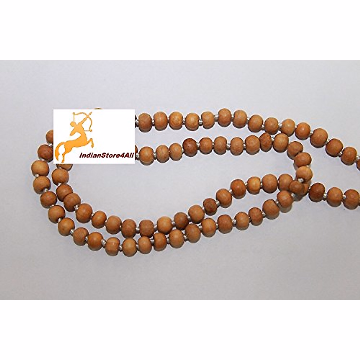 IS4A 8MM TULSI HOLY BASIL PRAYER BEADS JAPA MALA NECKLACE HAND KNOTTED. KARMA 108+1=109 BEADS. BLESSED & ENERGIZED HINDU TIBETAN BUDDHIST SUBHA ROSARY RED TESSEL