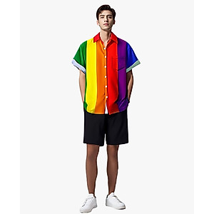 Gwnnb Gay Shirts for Men Bowling Print Short Sleeve Regular Fit Hawaiian Casual Button Down Beach Shirts