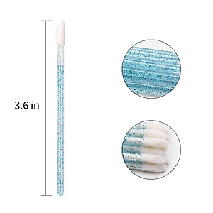 300 PCS Lip Brushes Disposable Lip Gloss Wands Lipstick Applicator Makeup Tool, Crystal Handle (White)