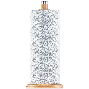 Home Intuition Rustic Bamboo Wood Counter Top Slim Paper Towel Holder Stand Dispenser