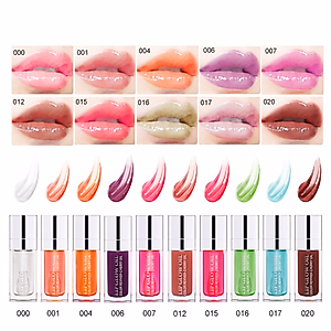 MAEPEOR Hydrating Lip Glow Oil 10 Colors Moisturizing Lip Oil Gloss Non-sticky Transparent Lip Gloss Long Lasting Nourishing Tinted Lip Balm with Big Brush Head (IColors 12)