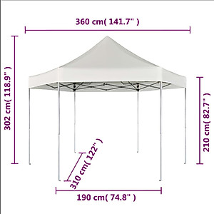 Hexagonal Pop-Up Foldable Marquee Outdoor Tent for Backyard Awnings for Decks BBQ Gazebo Gray 11.8'x10.2' Suitable for Market Stalls, Market Fairs, Gardens, Farms