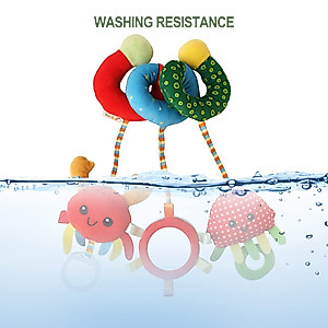 AIPINQI Infant Stroller Toy, Baby Car Seat Toys for Infant Baby Bed Stroller Toy Suitable Pram Crib Plush Toy for Boys Girls Spiral Activity Toy with Rattles and BB Squeaker,Strawberry