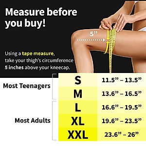 POWERLIX Knee Compression Sleeve (Pair) - Best Knee Brace for Knee Pain for Men & Women – Knee Support for Running, Basketball, Volleyball, Weightlifting, Gym, Workout, Sports L (BLCK) (2P)