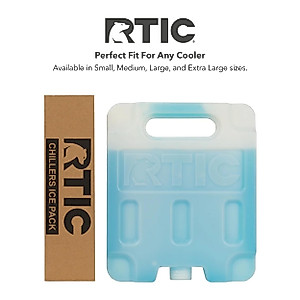 RTIC Refreezable Reusable Cooler Ice Packs Cold Ice Chest Pack Long-Lasting with Break-Resistant Design, for Food and Drink, Perfect for Travel and Storage, Large (2 Pack)