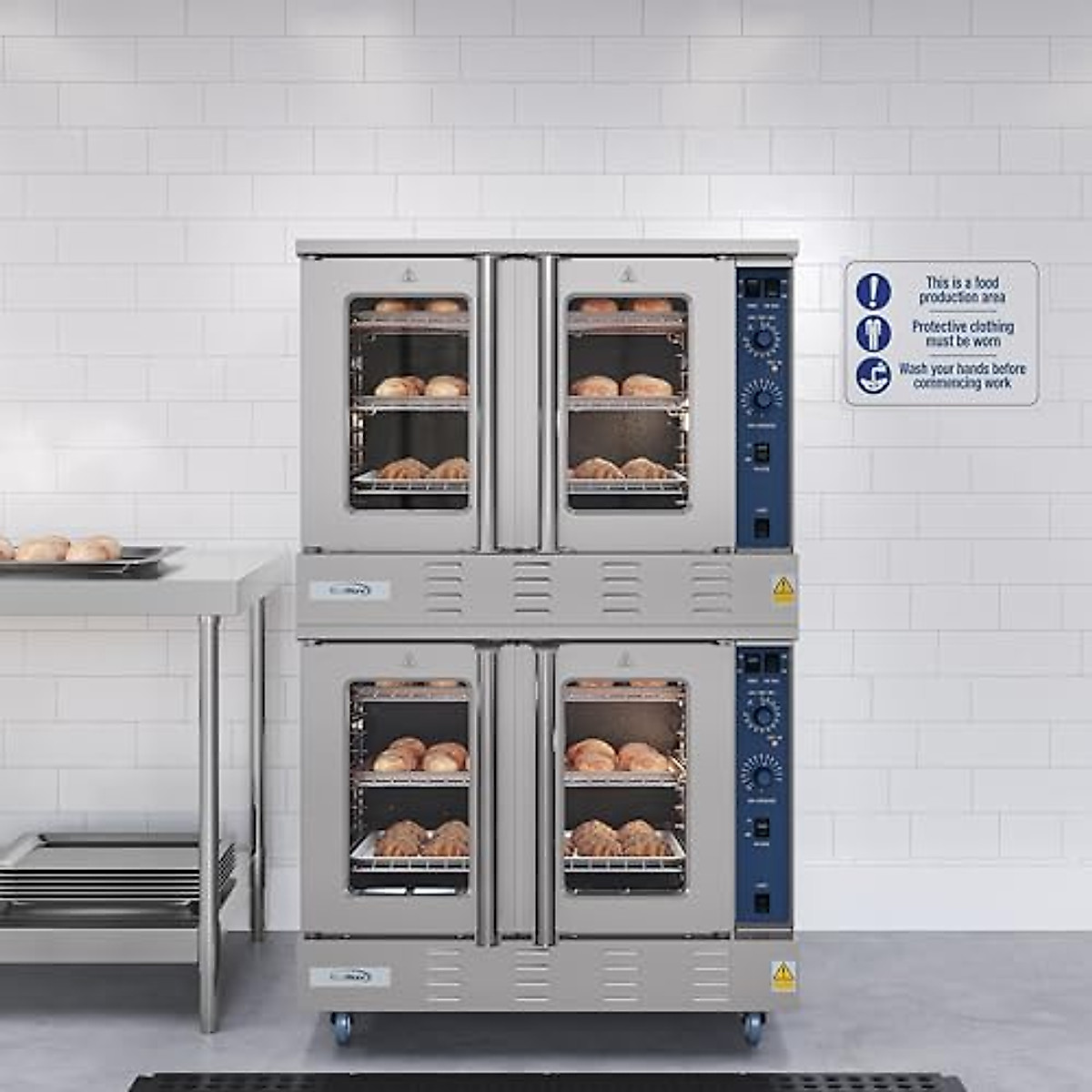 KoolMore 38 in. Full-Size Double Commercial Natural Gas Convection Oven 108,000 BTU With Stacking Kit in Stainless-Steel (KM-DCCO54-NG)