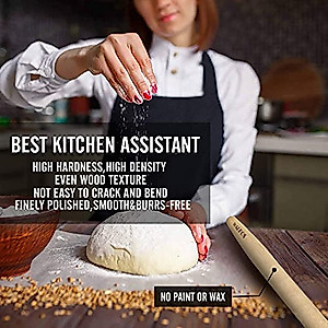 WALFOS French Rolling Pin Dough Roller for Baking Pizza Dough, Pie and Cookie Beech Wood Rolling Pin（15.7 Inch）