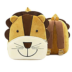 KISSOURBABY Children Toddler Preschool Backpack Plush Animal Cartoon Backpack Baby Kids School Satchel Travel Lunch Bags(Lion)