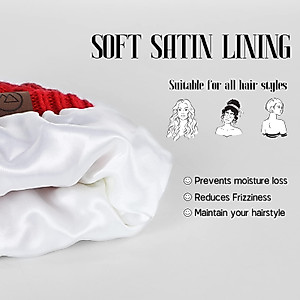 American Trends Satin Lined Beanie Hats Winter Hats for Women Cable Warm Knit Skull Cap Thick Slouchy Beanie Black&Light Grey&White&Pink