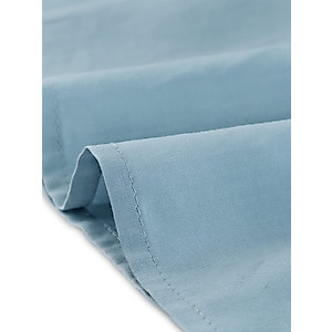 Allegra K Peasant Smocked Dress for Women's Short Sleeve Midi Summer Casual Tiered A-Line Dress Medium Blue