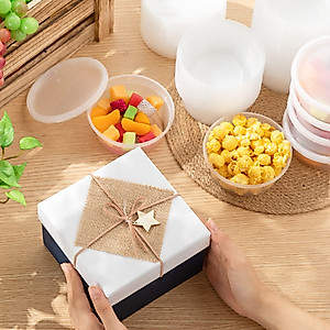 100 Pcs 8 oz Deli Containers with Lids Food Storage Containers, Plastic Containers with Lids Snack Containers Freezer Containers for Food Soup Yogurt Ice Cream Juice