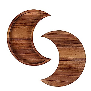 Moon Tray Crystal Holder for Stones Crystal Display - Display Your Crystals & Healing Stones - 10.23x5.13 Inches Wooden Crescent Moon Tray for Crystals - Bowl for Crystals Stones