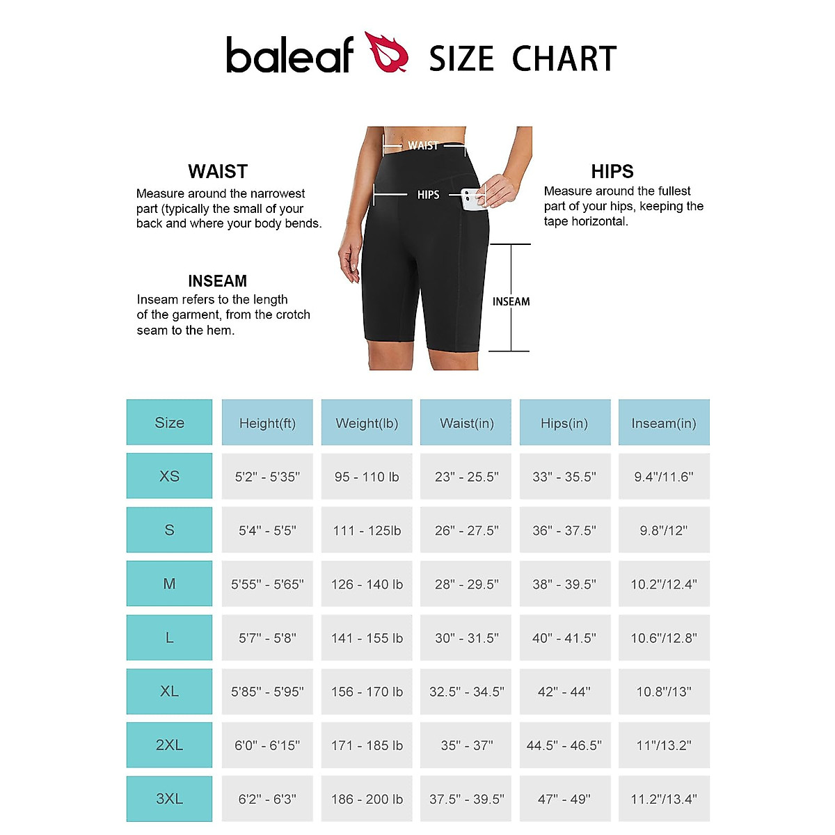 BALEAF Women's Long Biker Shorts Yoga Compression High Waist Knee Length with Pockets Spandex Workout Shorts 12" Black M