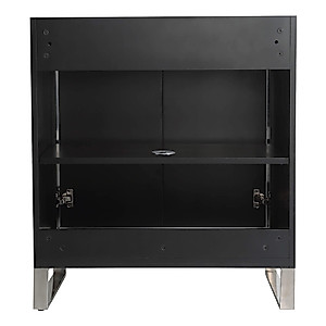 Fine Fixtures Opulence Collection 30 in. W x 18 in. D x 33 in. H Bathroom Vanity in Black Matte with White Carrara Sintered Stone Sink - Chrome Hardware