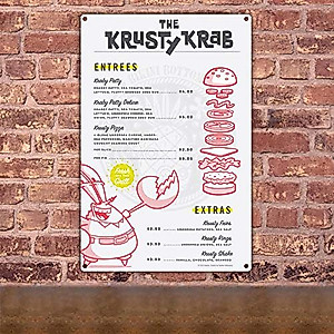 SpongeBob SquarePants The Krusty Krab Menu Metal Sign