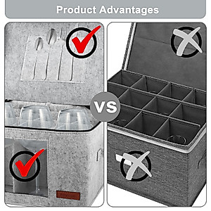 Foyego Wine glass Storage Boxes, Stemware Storage Cases with Divider, China Storage Containers Box for 12 Crystal Glassware,Goblets,Wine Glasses,Drinkware Packing & Moving